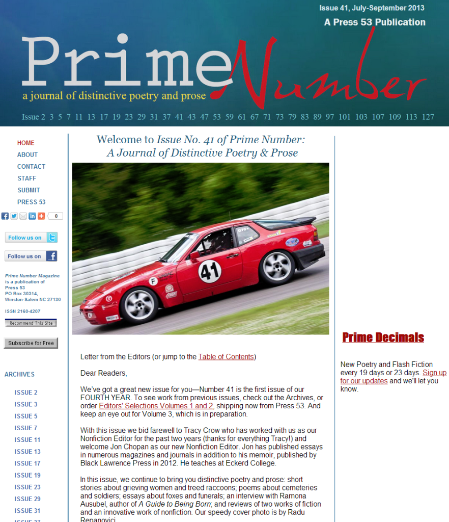 Prime Number Magazine — Issue 41 – Clifford Garstang
